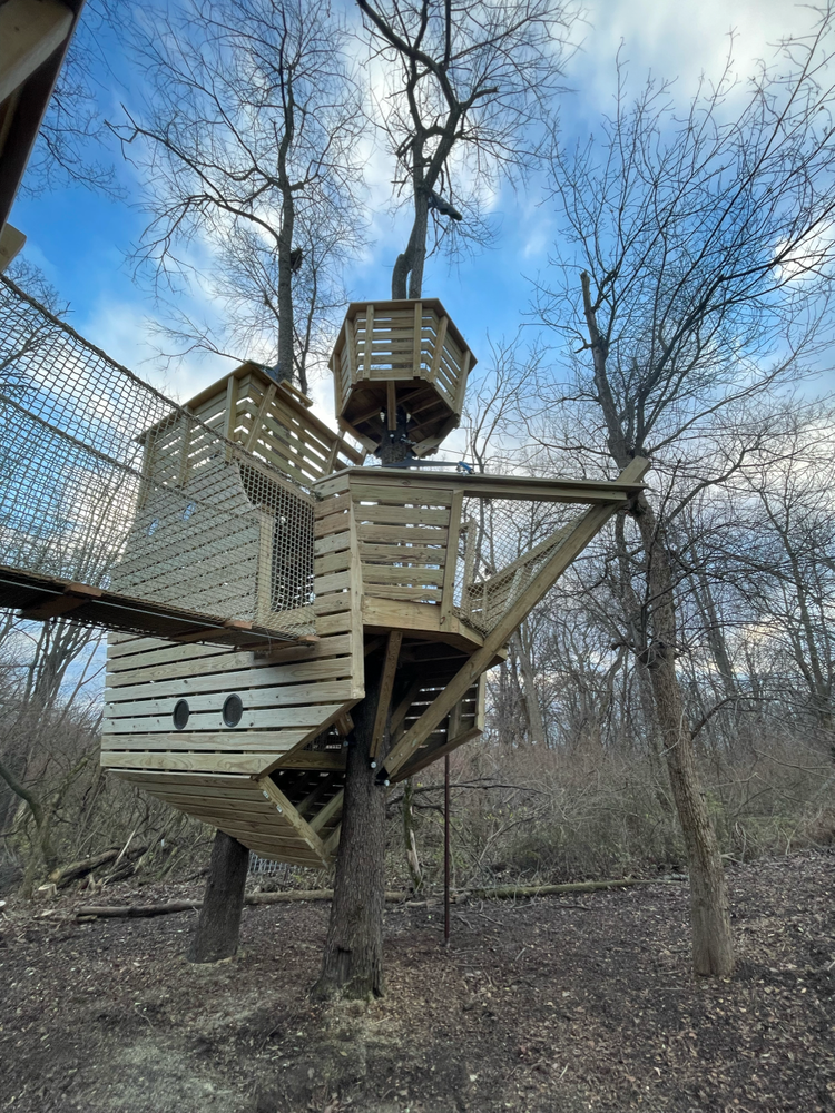 Illinois Treehouse with Pirate Ship - Tree Top Builders