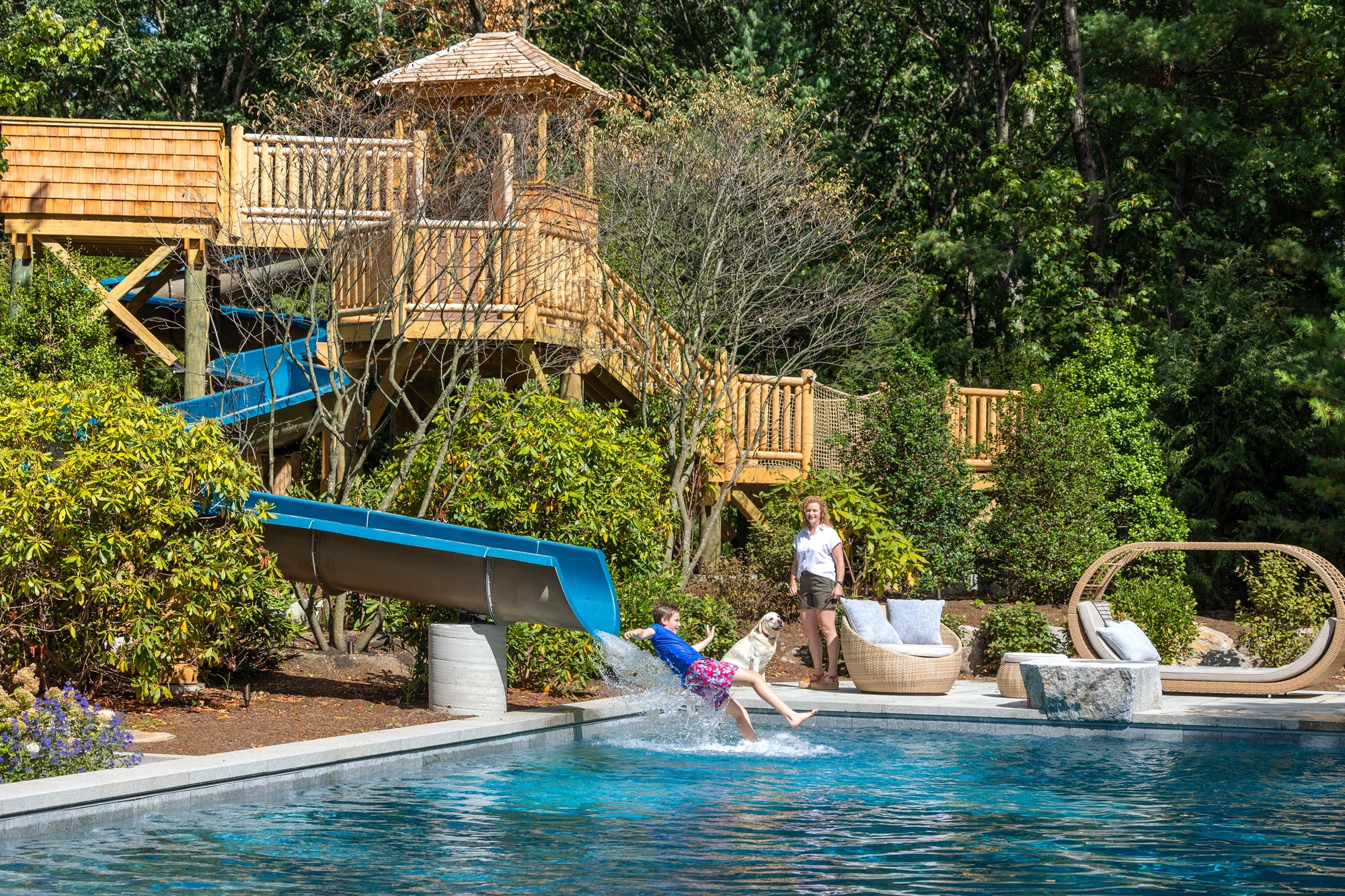 Treehouse with a Waterslide - Treetop Builders - Tree Top Builders